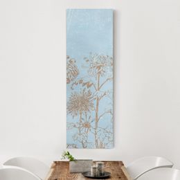 Bilderwelten Leinwandbild - Hochformat Radierung in Blau