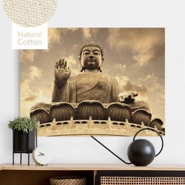 Bilderwelten Leinwandbild - Querformat Gro&szlig;er Buddha Sepia
