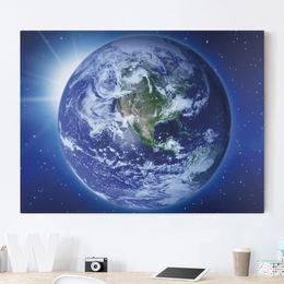 Bilderwelten Leinwandbild - Querformat Erde im Weltall