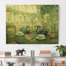 Bilderwelten Leinwandbild - Querformat Henri Le Sidaner - Kaffeegeschirr auf einem Steintisch