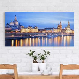 Bilderwelten Leinwandbild - Querformat Canaletto Blick bei Nacht