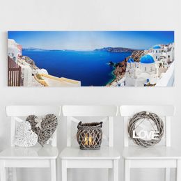 Bilderwelten Leinwandbild - Panorama View Over Santorini