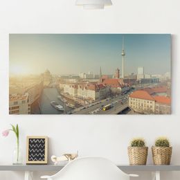 Bilderwelten Leinwandbild - Querformat Berlin am Morgen