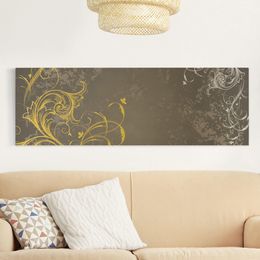 Bilderwelten Leinwandbild - Panorama Schn&ouml;rkel in Gold und Silber