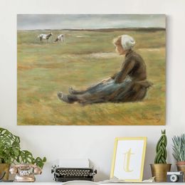 Bilderwelten Leinwandbild - Querformat Max Liebermann - Die Ziegenhirtin