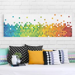 Bilderwelten Leinwandbild - Panorama Pixel-Regenbogen