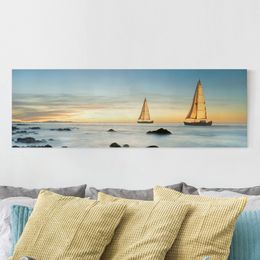 Bilderwelten Leinwandbild - Panorama Segelschiffe im Ozean