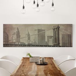 Bilderwelten Leinwandbild - Panorama Vintage New York City