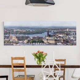 Bilderwelten Leinwandbild - Panorama Stockholm City
