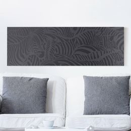 Bilderwelten Leinwandbild - Panorama Zebrastreifen Schwarz