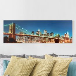 Bilderwelten Leinwandbild - Panorama Nighttime Manhattan Bridge