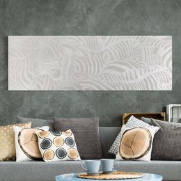 Bilderwelten Leinwandbild - Panorama Zebrastreifen Hellgrau