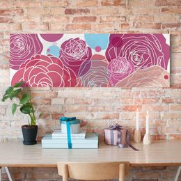 Bilderwelten Leinwandbild - Panorama Roses and Bubbles
