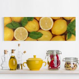 Bilderwelten Leinwandbild - Panorama Saftige Zitronen