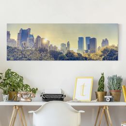 Bilderwelten Leinwandbild - Panorama Peaceful Central Park