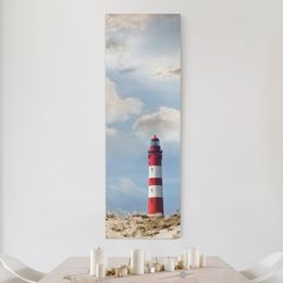 Bilderwelten Leinwandbild - Hochformat Leuchtturm in den D&uuml;nen