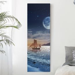 Bilderwelten Leinwandbild - Hochformat Moon Night Sea