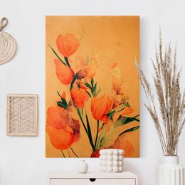 Bilderwelten Leinwandbild Leuchtende Blumencollage