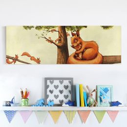 Bilderwelten Leinwandbild - Panorama Jacoby und Stuart - Einh&ouml;rnchen Mama
