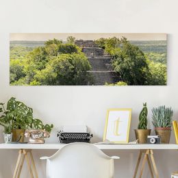 Bilderwelten Leinwandbild - Panorama Pyramide von Calakmul