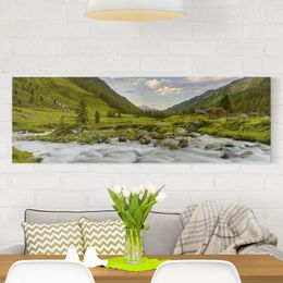Bilderwelten Leinwandbild - Panorama Alpenwiese Tirol