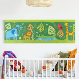 Bilderwelten Leinwandbild - Panorama Zootiere