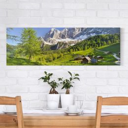 Bilderwelten Leinwandbild - Panorama Steiermark Almwiese
