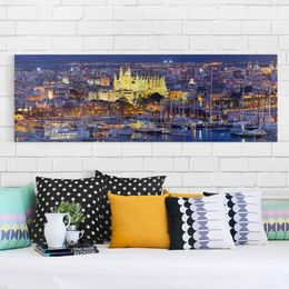 Bilderwelten Leinwandbild - Panorama Palma de Mallorca City Skyline und Hafen