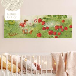 Bilderwelten Leinwandbild - Panorama Erdbeerinchen Erdbeerfee - Bei Wurm Zuhause