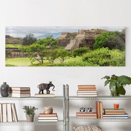 Bilderwelten Leinwandbild - Panorama Pyramide von Monte Alban