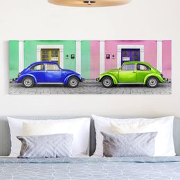 Bilderwelten Leinwandbild - Panorama Farbige Beetles