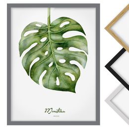 Bilderwelten Bild mit Rahmen - Hochformat Aquarell Botanik Monstera