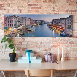Bilderwelten Leinwandbild - Panorama Abendstimmung auf Canal Grande in Venedig