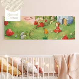 Bilderwelten Leinwandbild - Panorama Erdbeerinchen Erdbeerfee - Im Garten