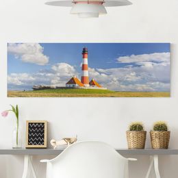 Bilderwelten Leinwandbild - Panorama Leuchtturm in Schleswig-Holstein