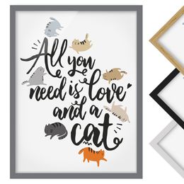 Bilderwelten Bild mit Rahmen - Hochformat All you need is love and a cat