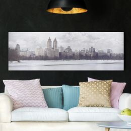 Bilderwelten Leinwandbild - Panorama New York im Schnee