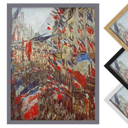 Bilderwelten Bild mit Rahmen - Hochformat Claude Monet - Stra&szlig;e im Flaggenschmuck