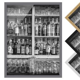 Bilderwelten Bild mit Rahmen - Hochformat Bar Schwarz Wei&szlig;