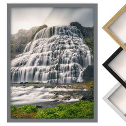 Bilderwelten Bild mit Rahmen - Hochformat Dynjandi Wasserfall
