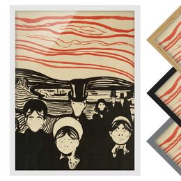 Bilderwelten Bild mit Rahmen originell einzigartig modern inkl. Rahmung - Edvard Munch - Angstgef&uuml;hl - Deko Wohnzimmer Schlafzimmer