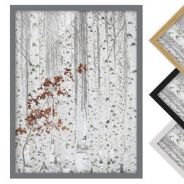 Bilderwelten Bild mit Rahmen - Hochformat Birken im Herbst