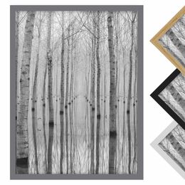 Bilderwelten Bild mit Rahmen - Hochformat Birken im November
