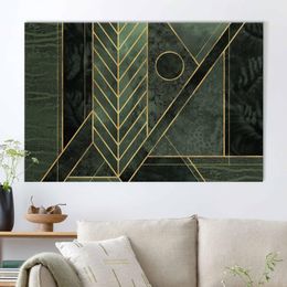Bilderwelten Akustikbild Geometrische Formen Smaragd Gold