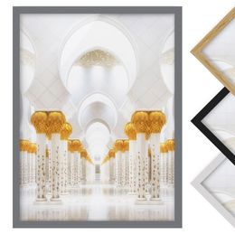 Bilderwelten Bild mit Rahmen - Hochformat Moschee in Gold