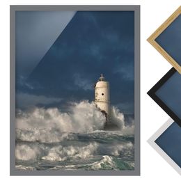 Bilderwelten Bild mit Rahmen - Hochformat Leuchtturm auf Sardinien