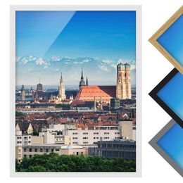 Bilderwelten Bild mit Rahmen Stadt blau Motiv inkl. Rahmung - M&uuml;nchen - Architektur Wohnzimmer Schlafzimmer