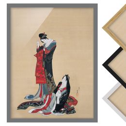 Bilderwelten Bild mit Rahmen - Hochformat Katsushika Hokusai - Zwei Kurtisanen