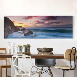Bilderwelten Leinwandbild - Panorama Am Meer in Cornwall