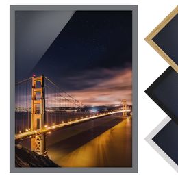 Bilderwelten Bild mit Rahmen - Hochformat Golden Gate to Stars